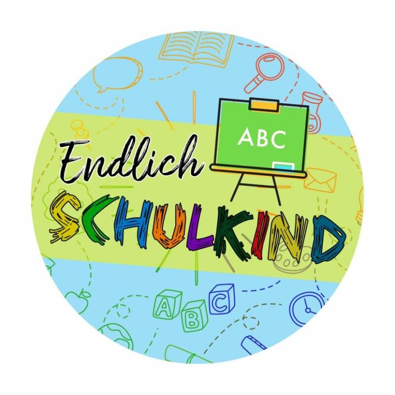 Endlich Schulkind Button für die Schultüte zur Einschulung- Buttonbude